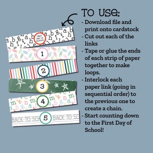 First Day of School Countdown Printable, Back to School Decoration ...