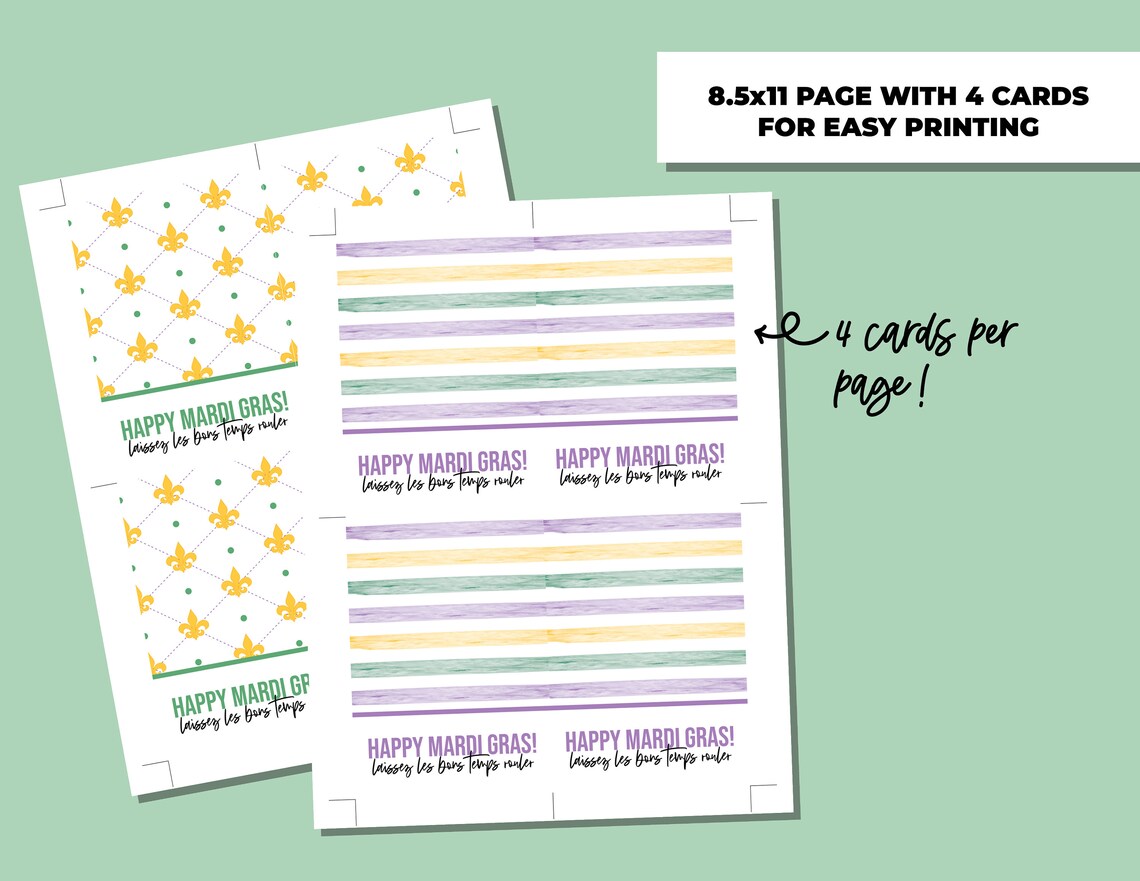 Mardi Gras Mini Cookie Card, Printable Mini Cookie Card for Carnival ...