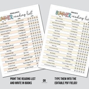 EDITABLE Summer Reading List for Kids, Summer Reading Printables ...
