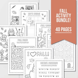 Fall Printable Activity Bundle Including Coloring Pages, Word Search ...