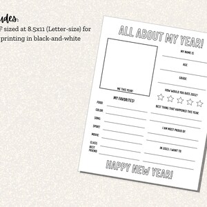 Kids Year in Review Activity Printable Time Capsule for Kids - Etsy