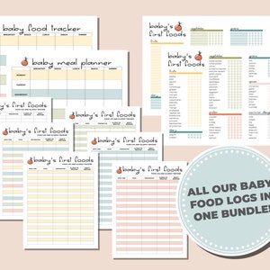 Baby Food Log Bundle! Perfect for Baby’s First Foods Checklist, Baby ...