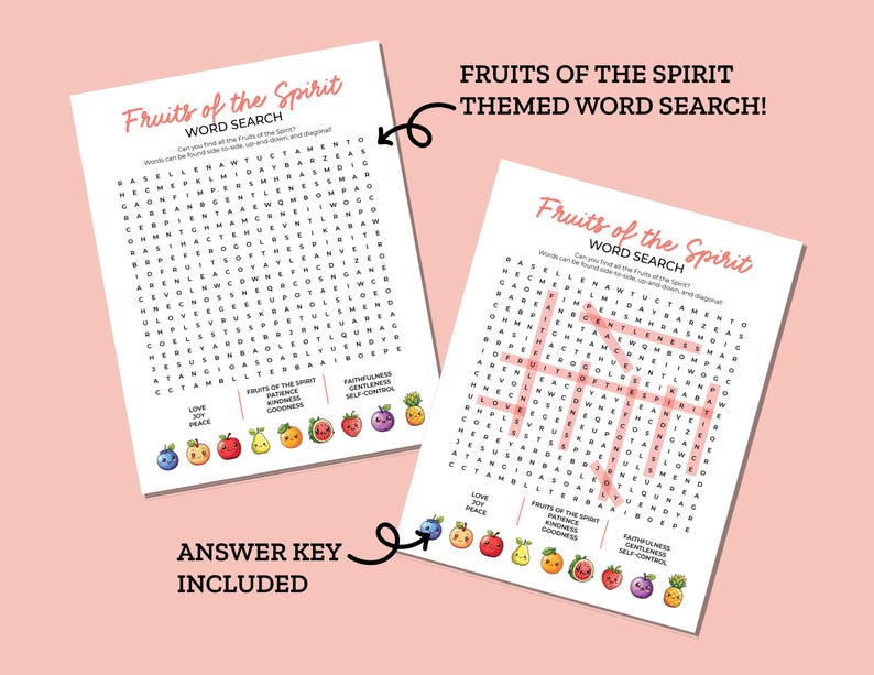 Fruits of the Spirit Word Search, Religious Word Search, Christian ...