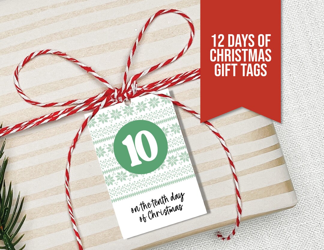 Twelve Days of Christmas Gift Tags, Printable Christmas Tags, Printable ...