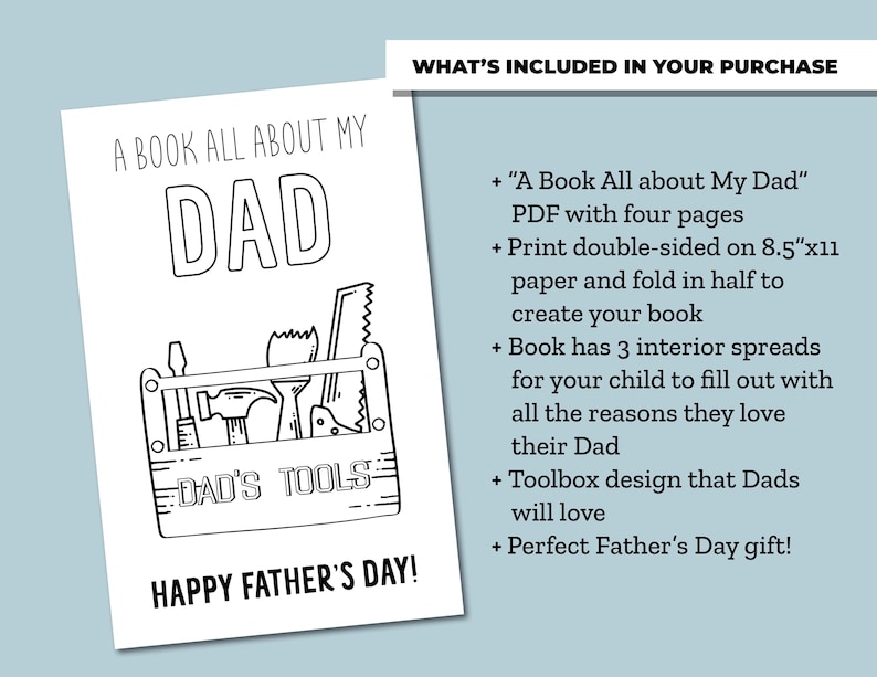All About Dad Printable Book for Father's Day, Perfect Father's Day ...
