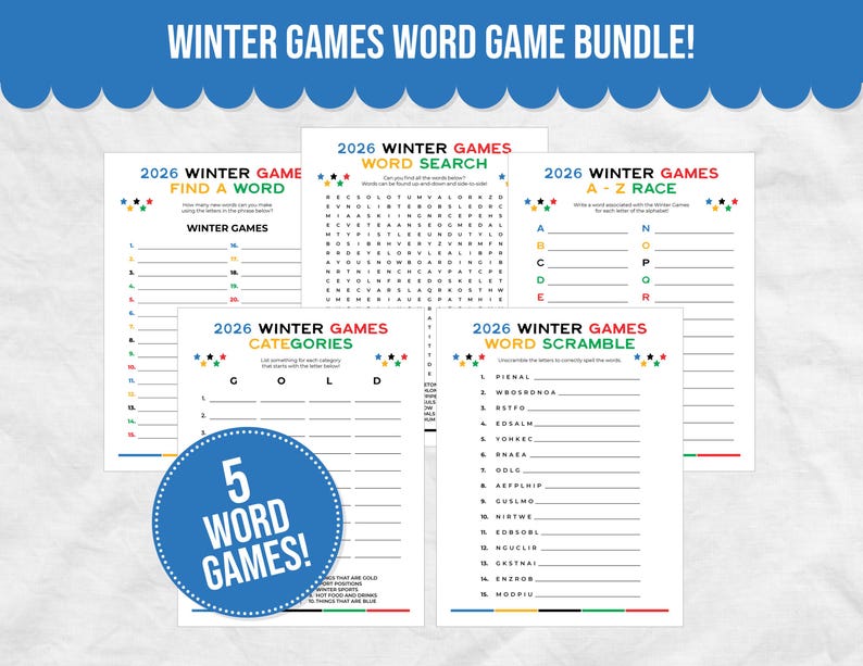 2026 Winter Games Word Search, Winter Word Games for Adults, Winter ...