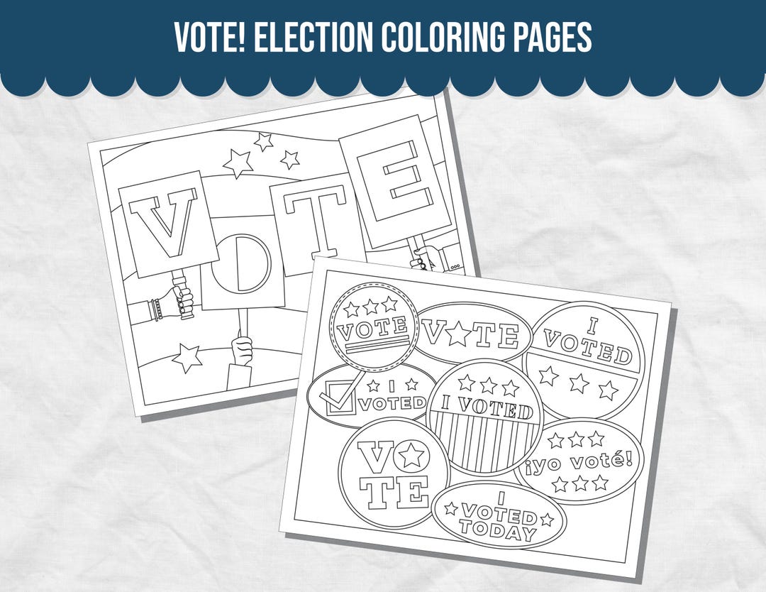 VOTE! Coloring Pages for 2026 Election, 8 Coloring Sheets With VOTE ...