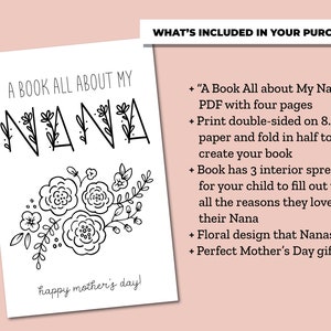 All About Nana Printable Book for Mother's Day, Perfect Mother's Day ...