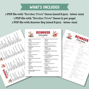 Reindeer Trivia Game, Christmas Trivia, Christmas Party Game, Christmas ...