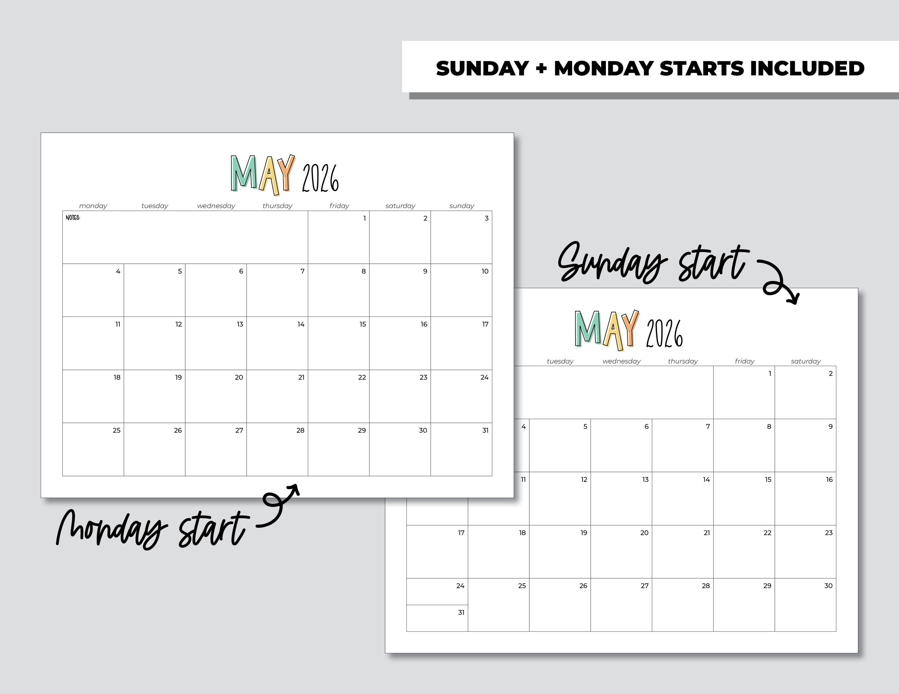 EDITABLE Summer 2026 Calendar Set Including May, June, July, August ...