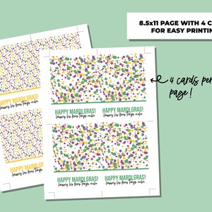 Mardi Gras Mini Cookie Card, Printable Mini Cookie Card for Carnival ...