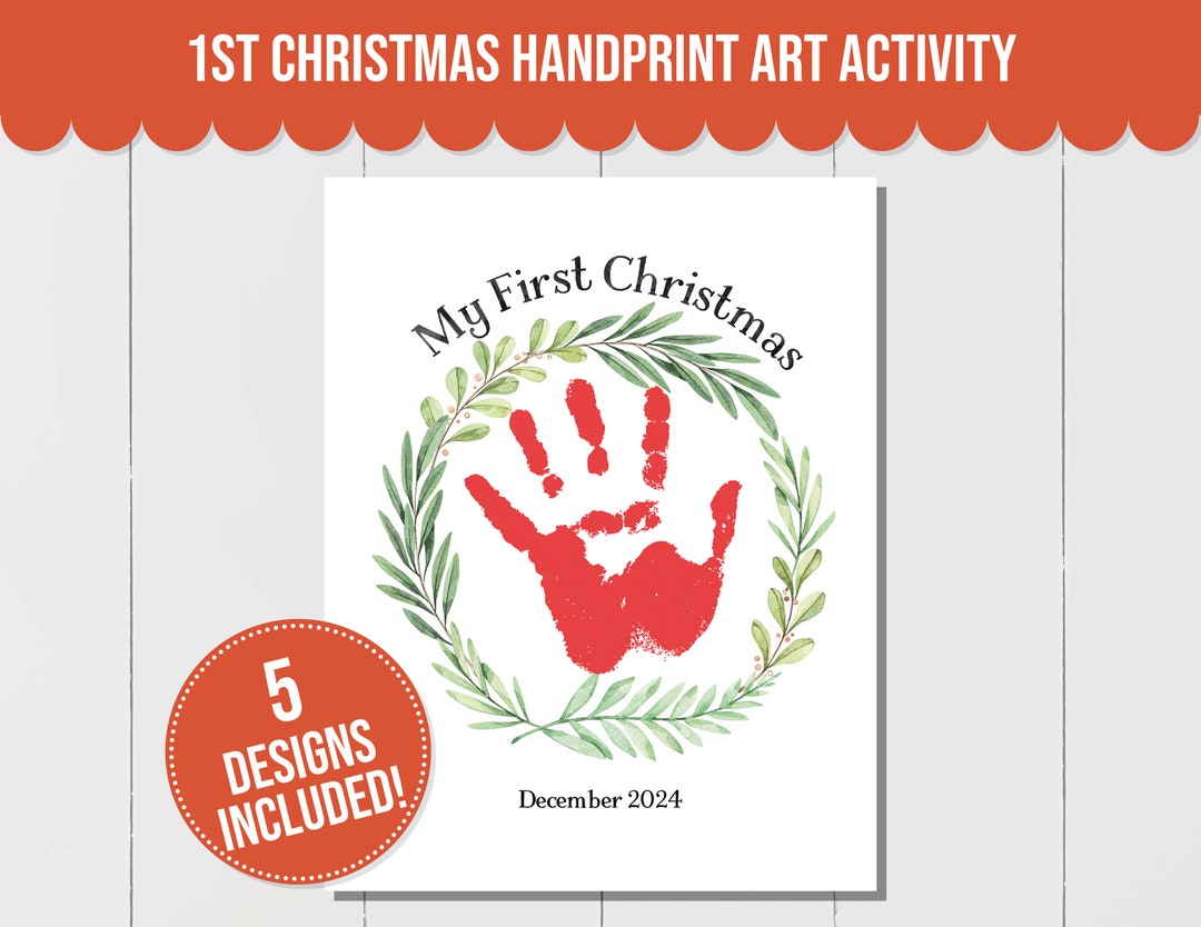 Christmas Handprint Art, Printable Handprint Activity for Baby's 1st ...