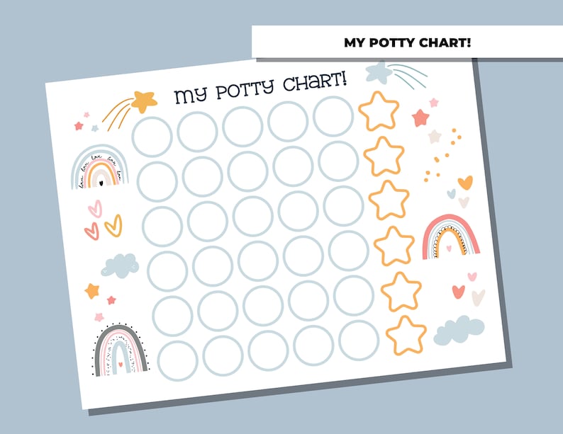 Rainbow Potty Chart for Toddlers, Potty Training Chart for Girls ...