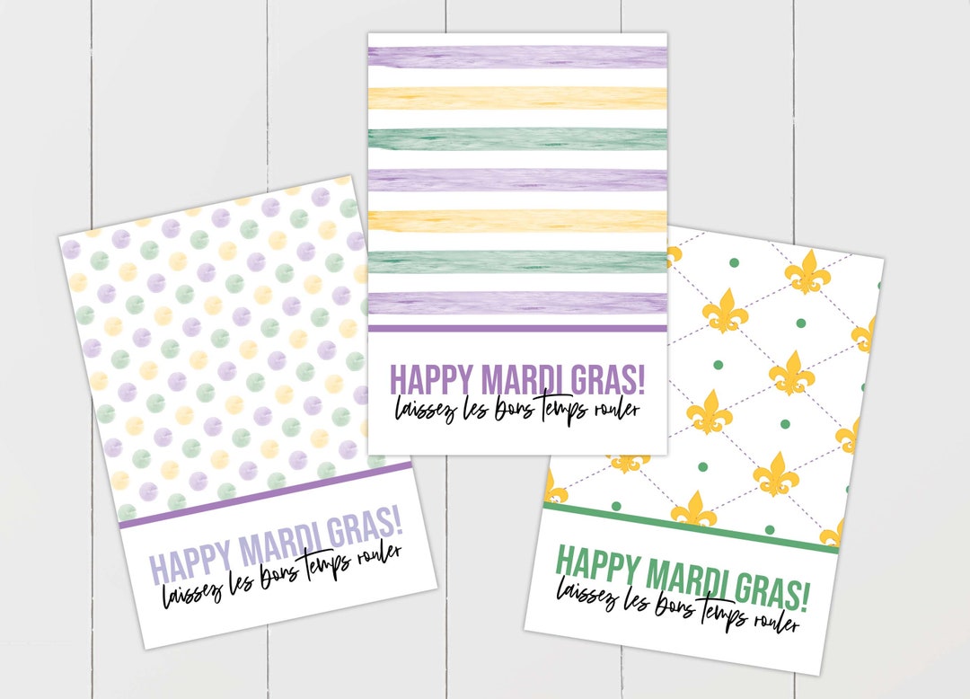 Mardi Gras Mini Cookie Card, Printable Mini Cookie Card for Carnival ...
