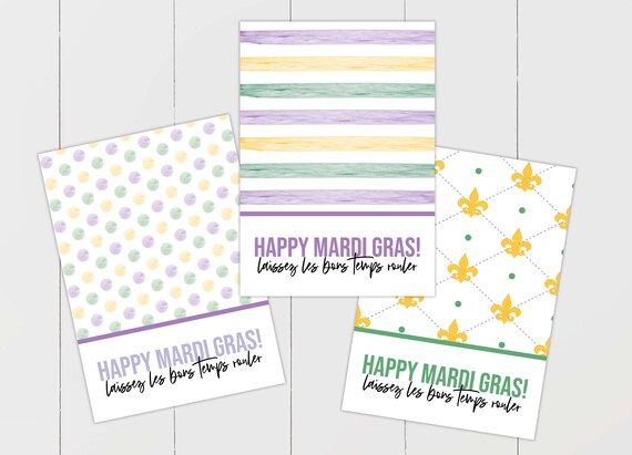 Mardi Gras Mini Cookie Card Printable Mini Cookie Card for | Etsy