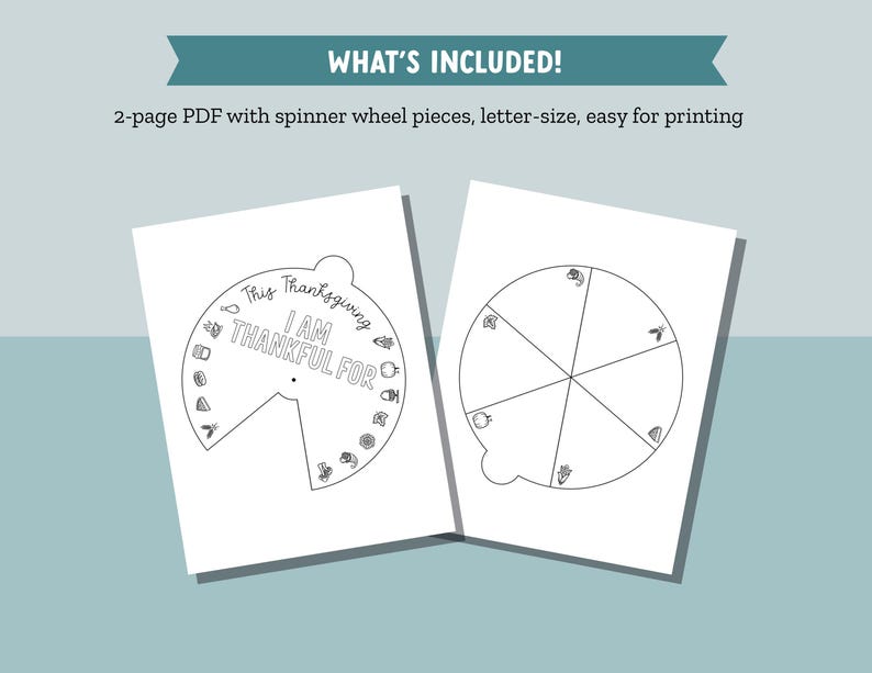 Thankful Activity for Kids Spinner Wheel Printable Thanksgiving ...