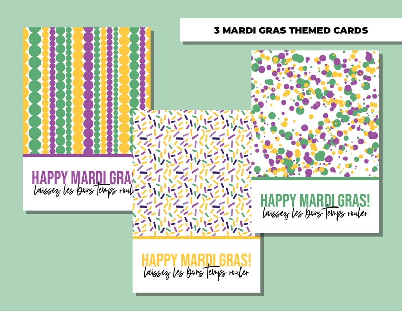 Mardi Gras Mini Cookie Card, Printable Mini Cookie Card for Carnival ...