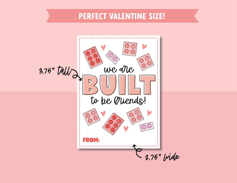Printable Kids Valentines Card, Built to Be Friends Valentines for ...