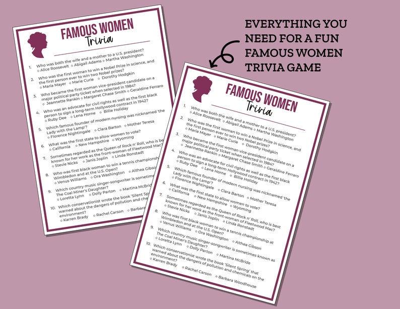 International Women's Day Trivia Game Womens History - Etsy