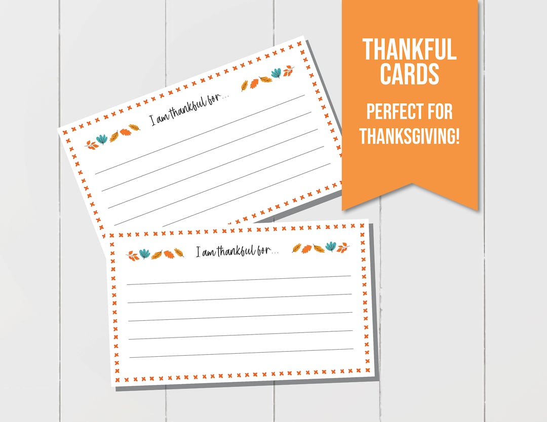 Thanksgiving Gratitude Card, I Am Thankful for Cards Printable ...