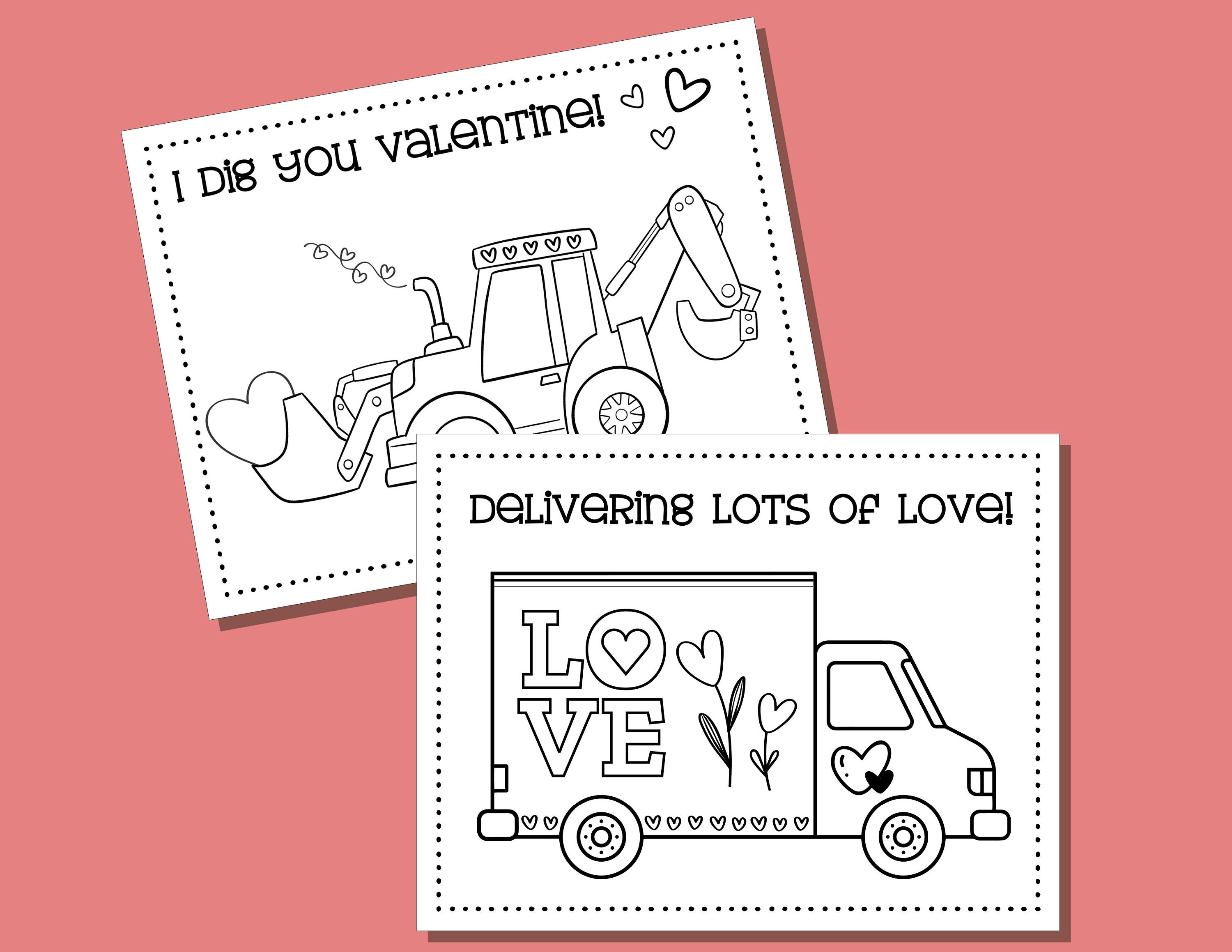 Construction Truck Coloring Pages for Valentines Day, Valentine's Day ...