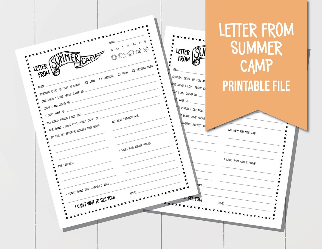 Printable Letter From Camp, Summer Camp Letter, Summer Camp Stationery ...