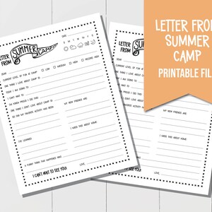 Printable Letter From Camp, Summer Camp Letter, Summer Camp Stationery ...