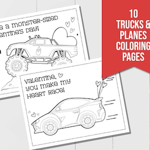 Construction Truck Coloring Pages for Valentines Day - Etsy
