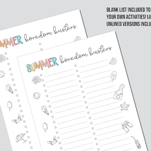 EDITABLE Summer Boredom Busters for Kids, I'm Bored Checklist Printable ...