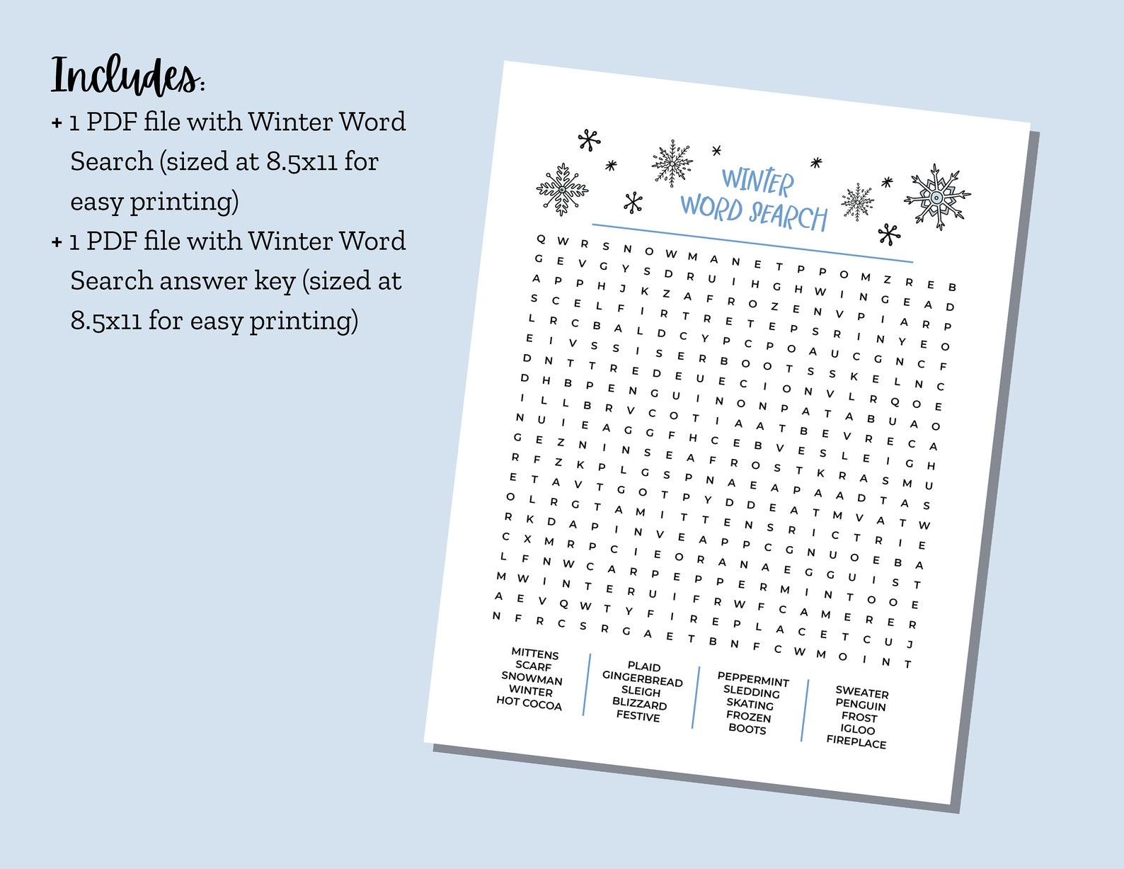 Winter Word Search Printable Winter Games Winter Word Games - Etsy