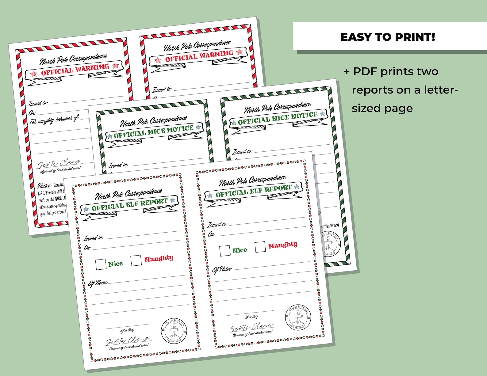 Elf Report Card for Your Holiday Elf Set Includes a Naughty - Etsy