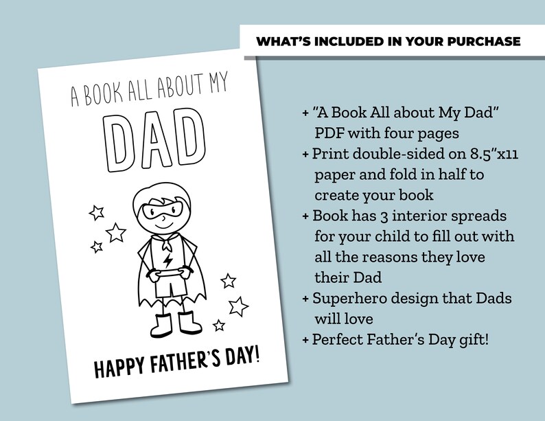 All About Dad Printable Book for Father's Day Perfect - Etsy
