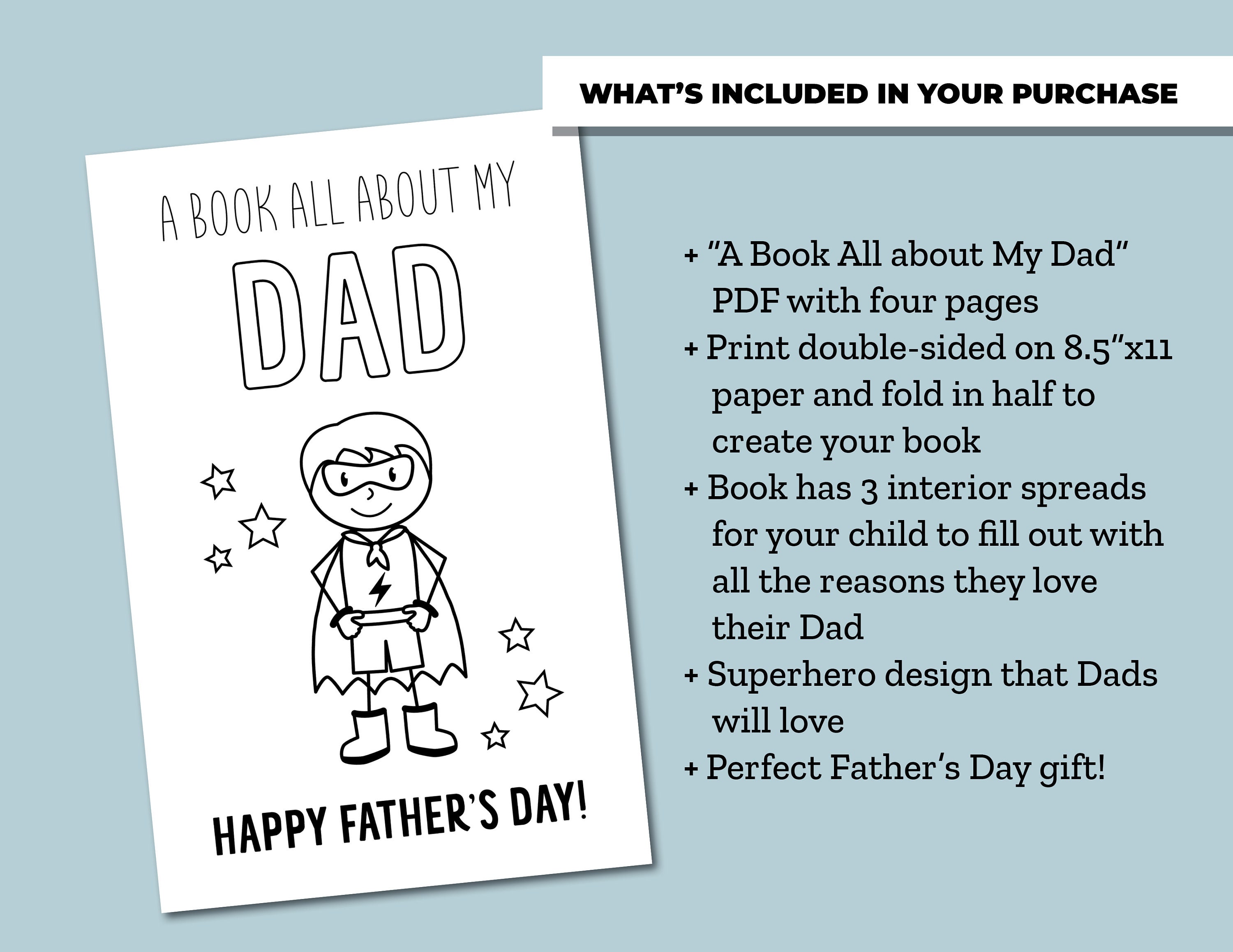 All About Dad Printable Book for Father's Day Perfect - Etsy