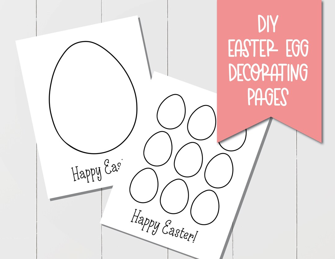 Blank Easter Egg Coloring Pages for Kids, Fun DIY Easter Egg Craft for ...