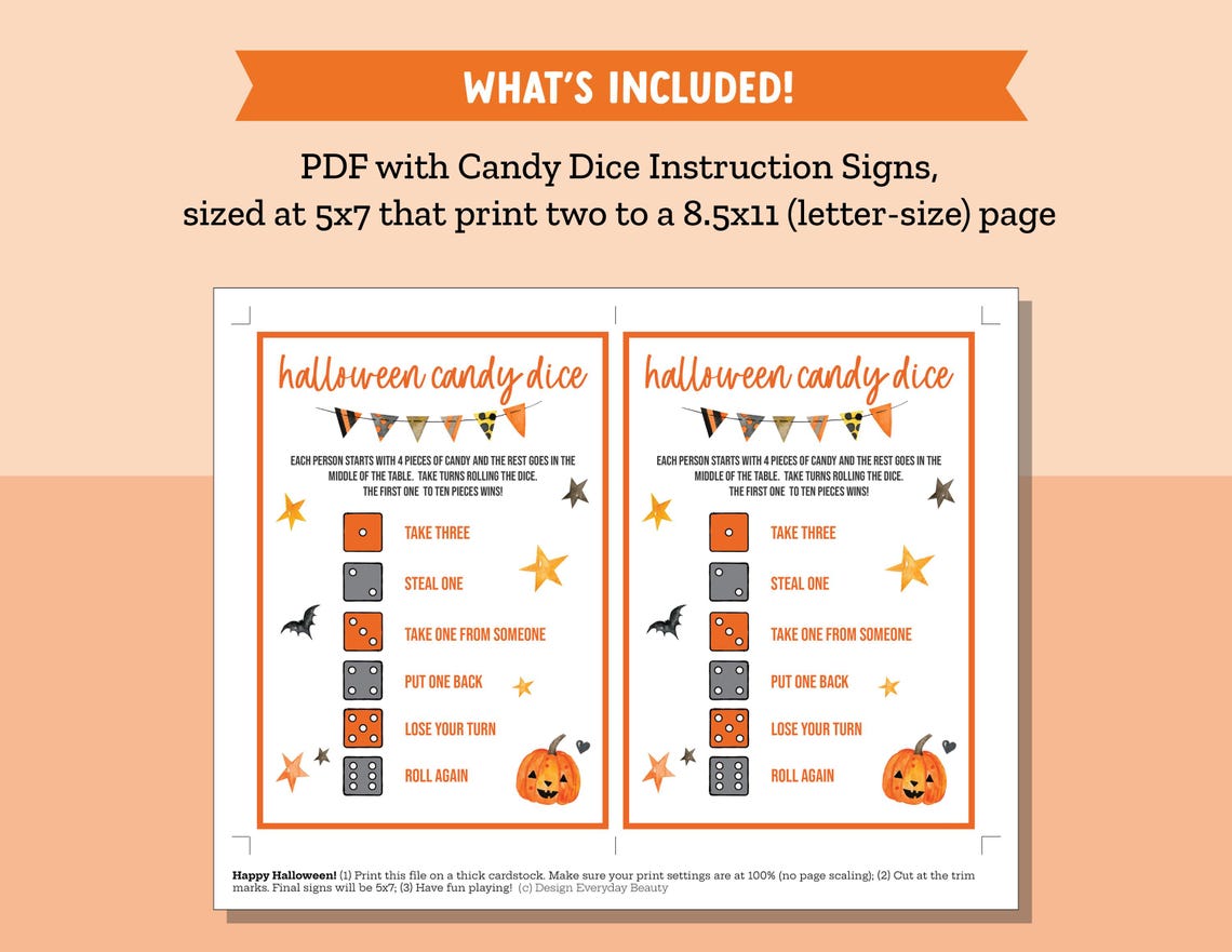 Halloween Candy Dice Game, Fun Halloween Game for Office Party, Kids ...