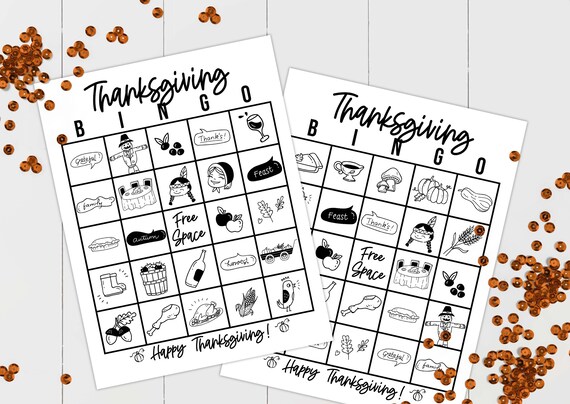 Thanksgiving BINGO Game Printable Thanksgiving Game Fall - Etsy