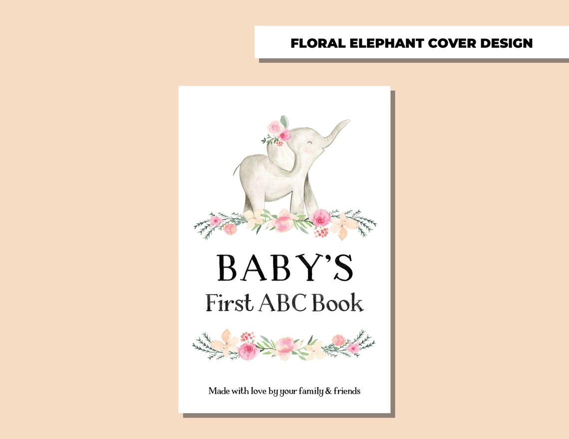 Baby Shower ABC Book for Elephant Baby Shower Floral First - Etsy