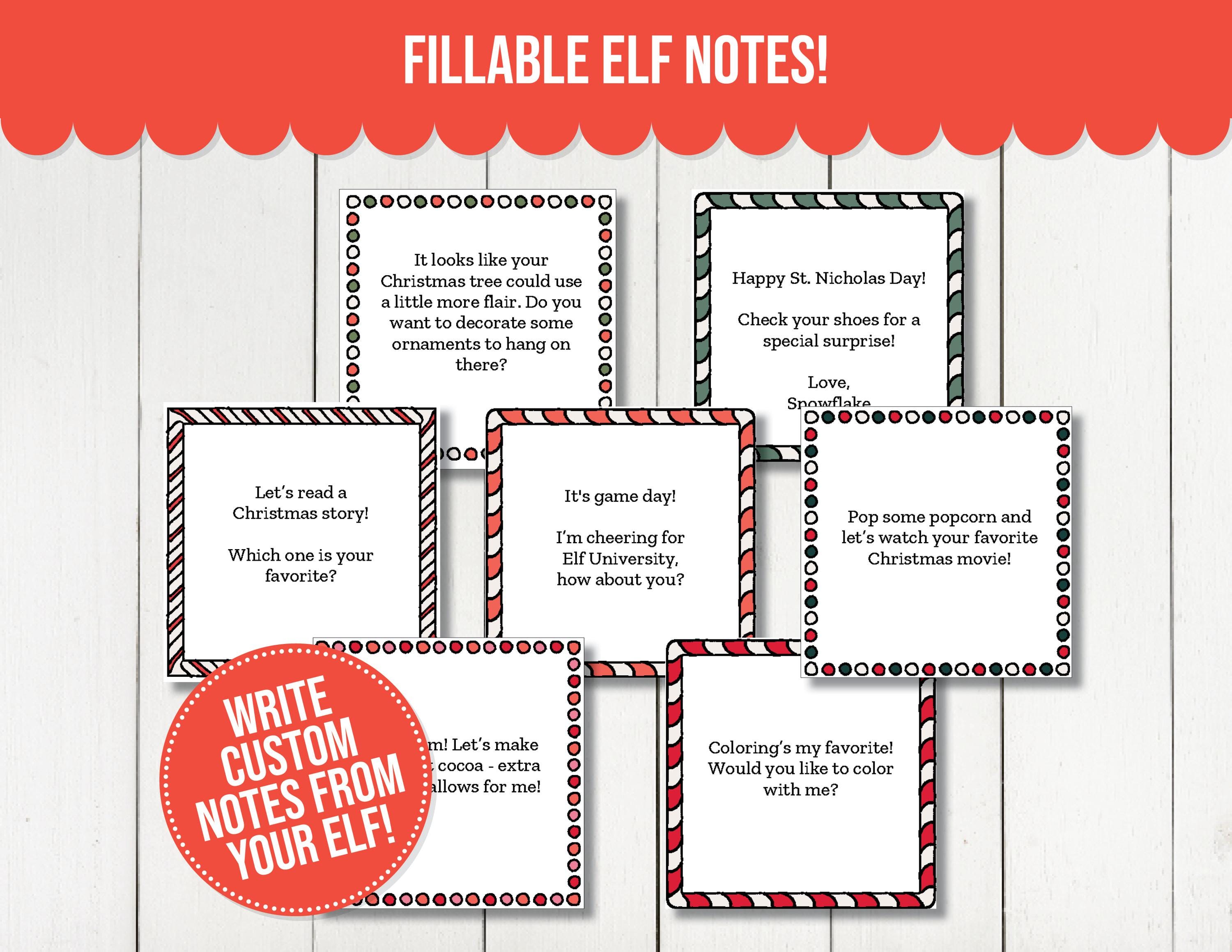 EDITABLE Elf Notes, Printable Elf Activity Cards, Props for Your Elf ...