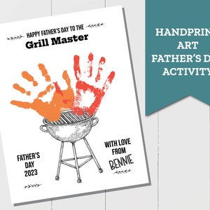 Fathers Day Handprint Activity for Kids, Grill Handprint Art Printable ...