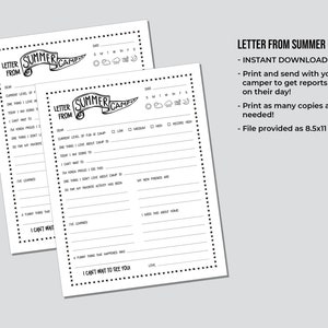 Printable Letter From Camp, Summer Camp Letter, Summer Camp Stationery ...