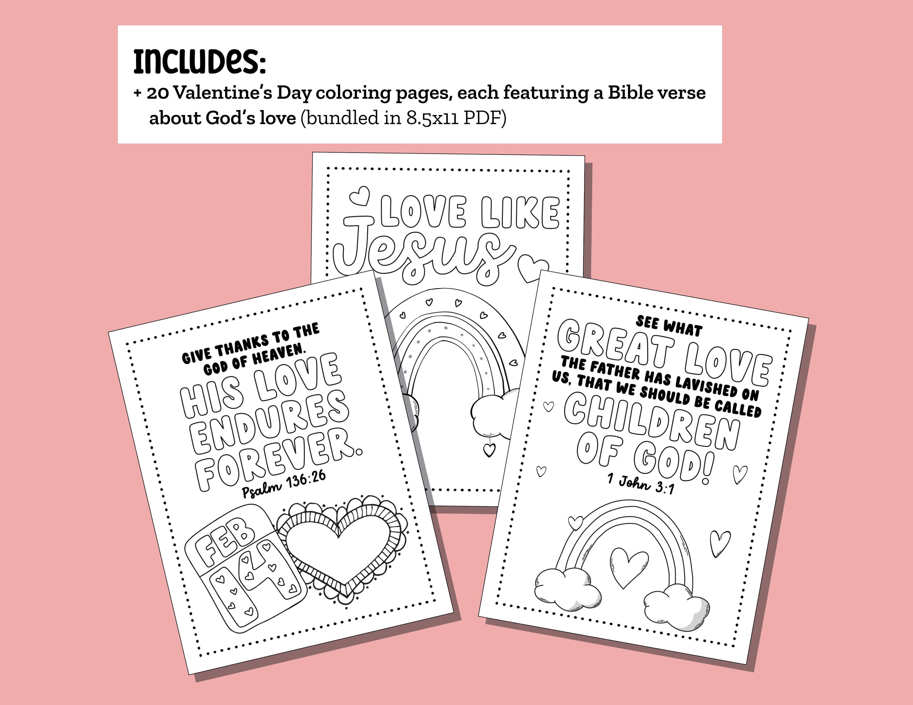 Valentines Day Bible Verse Coloring Pages, Kids Printable Coloring ...