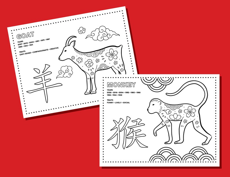 Chinese New Year Coloring Pages Chinese New Year Kids - Etsy