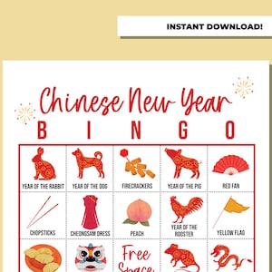 Chinese New Year BINGO Game, Printable Game for Classroom Activity ...