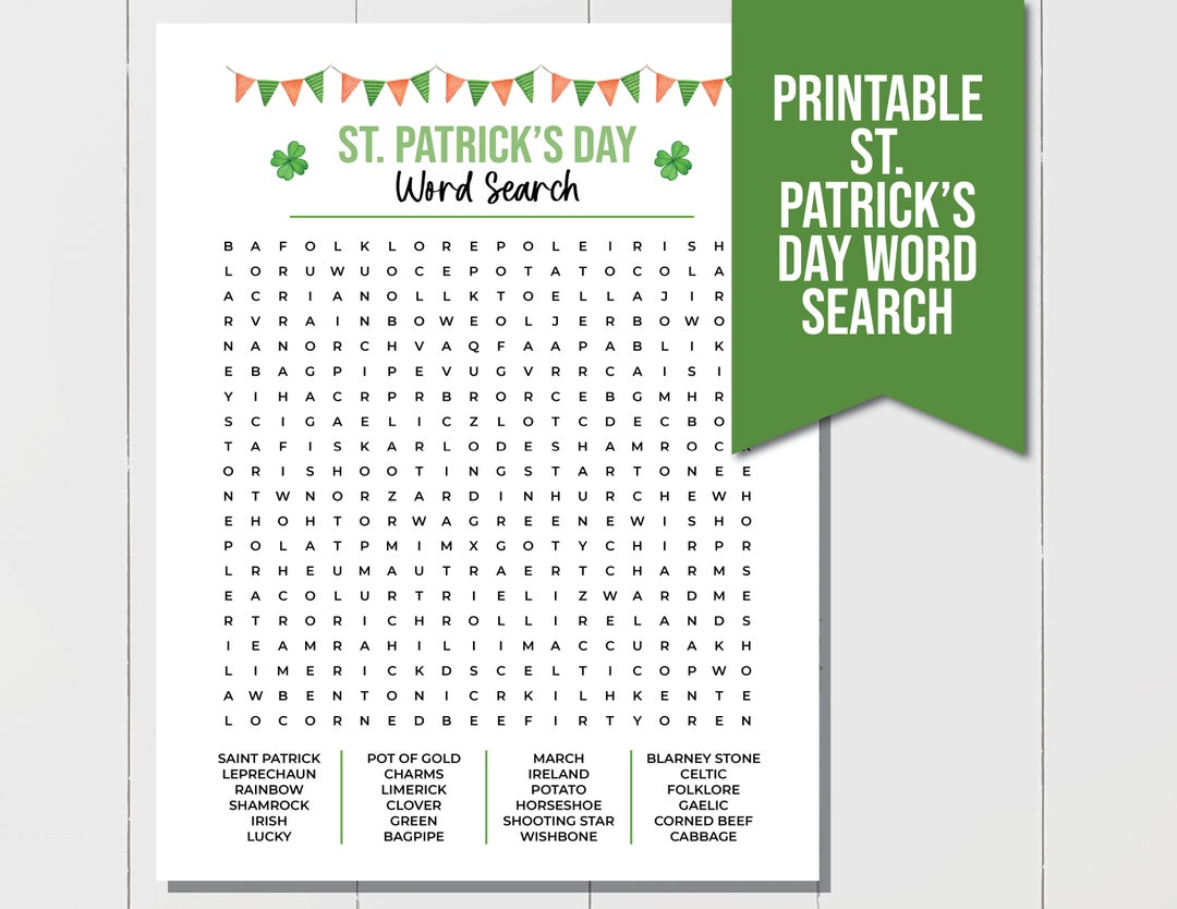 St Patricks Day Word Search, St Patricks Day Games, St Patricks Day ...