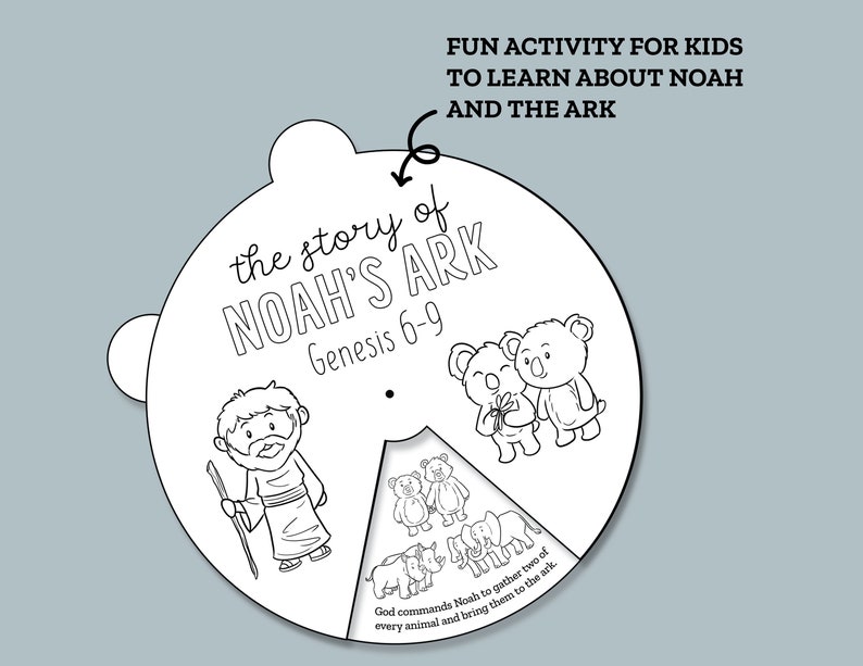 Noah and the Ark Spinner Wheel Printable, Perfect Sunday School ...