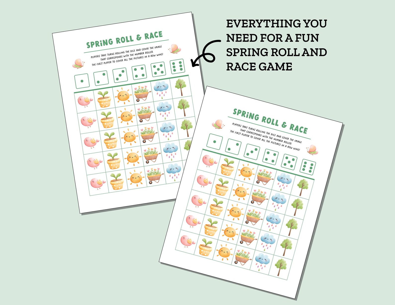 Spring Roll & Race Game, Classroom Party Dice Game for Kids, Preschool ...