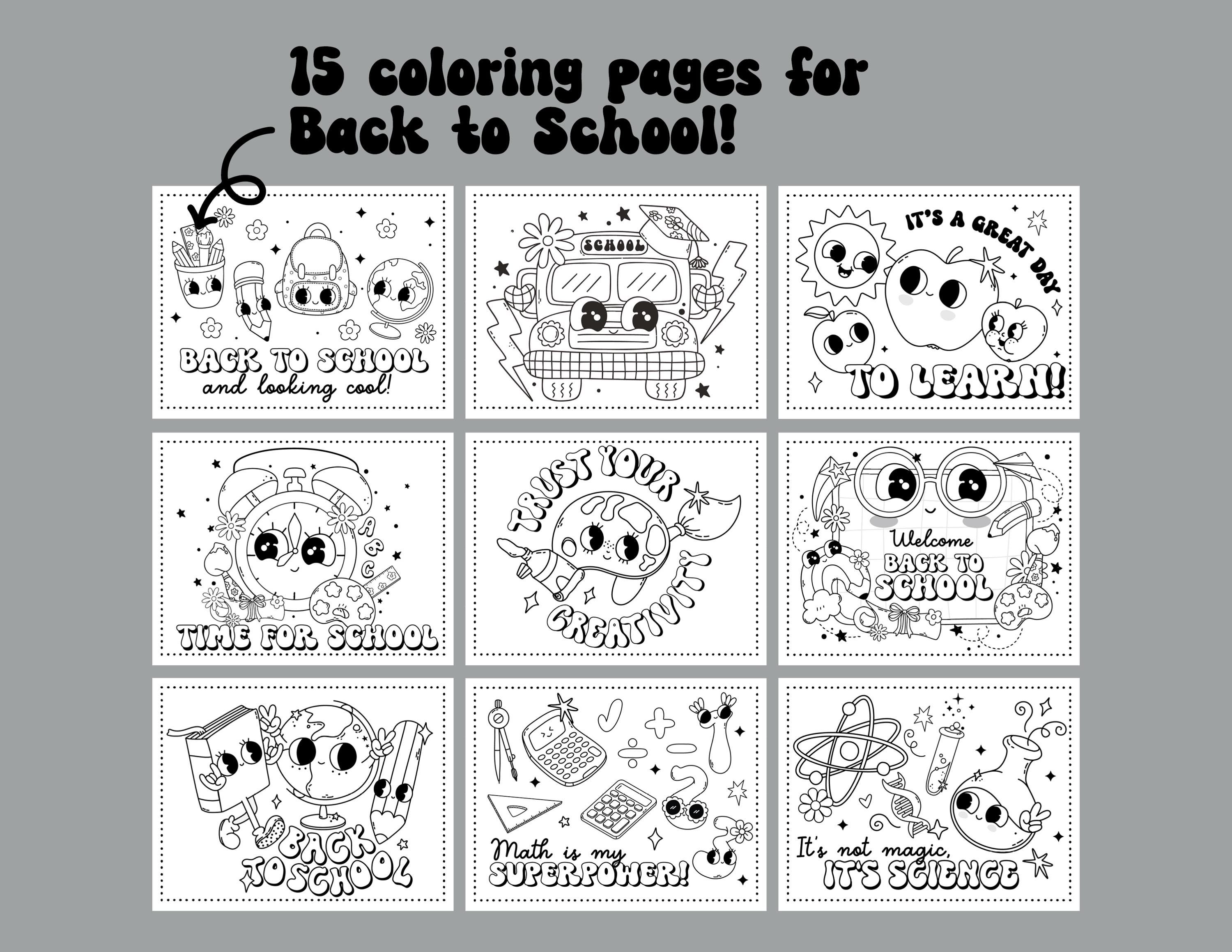 Groovy Back to School Coloring Pages for Kids - 15 Retro Coloring ...