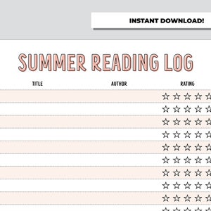 Summer Reading Challenge Printable, Summer Reading Log for Kids, Summer ...