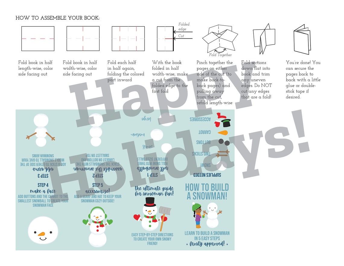 Mini Book for Elf, Easy Elf Activity, How to Build a Snowman Book ...