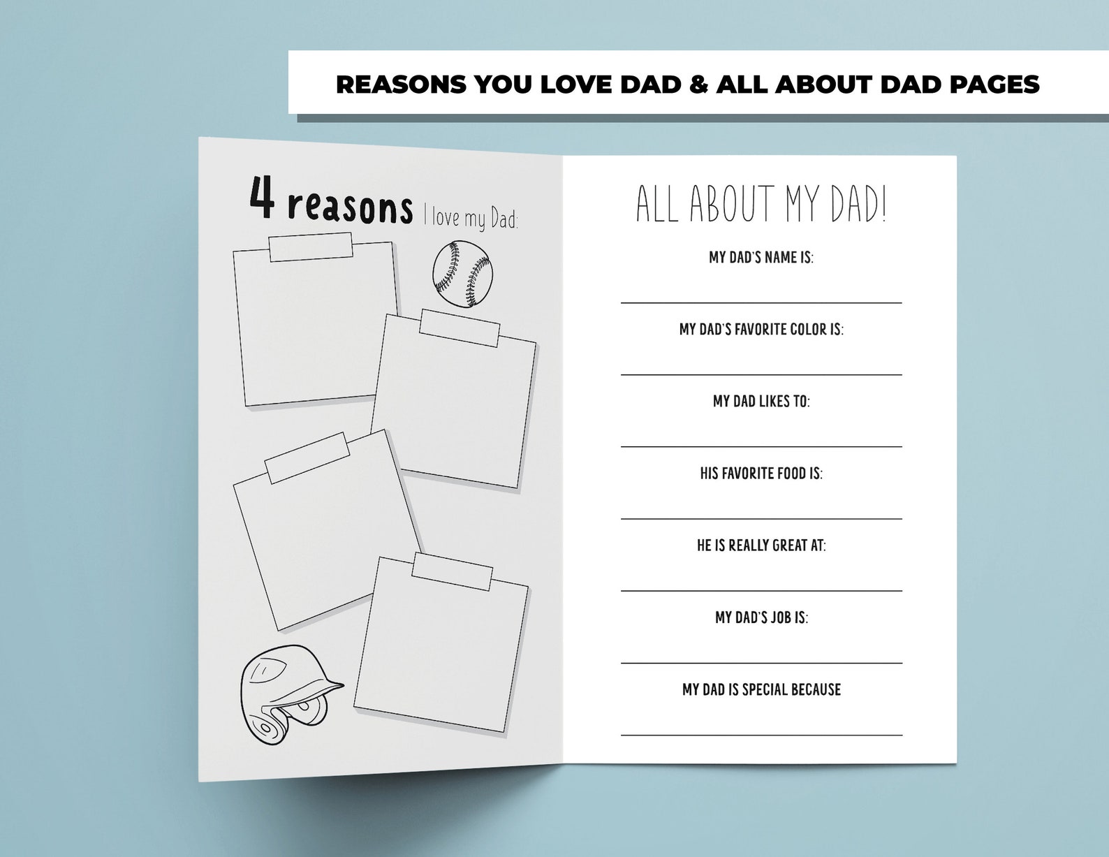 All About Dad Printable Book for Father's Day, Perfect Father's Day ...